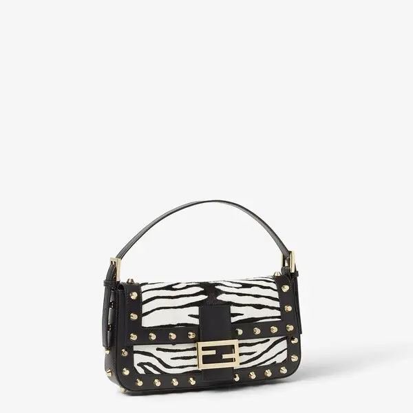 Fendi Baguette® 26424 Tiger-stripe Print Pony-effect Leather Bag With Studs
